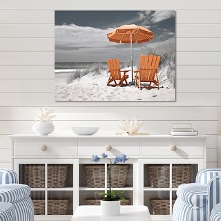 Designart "Beach Seaside Nostalgia Black III" Nautical & Beach Metal ...