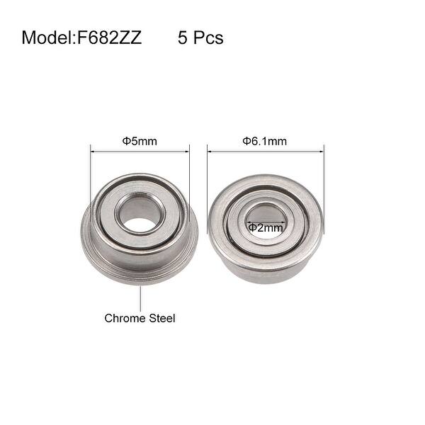 F624ZZ Flange Ball Bearing 4x13x5 Shielded Chrome Bearings 5pcs ...