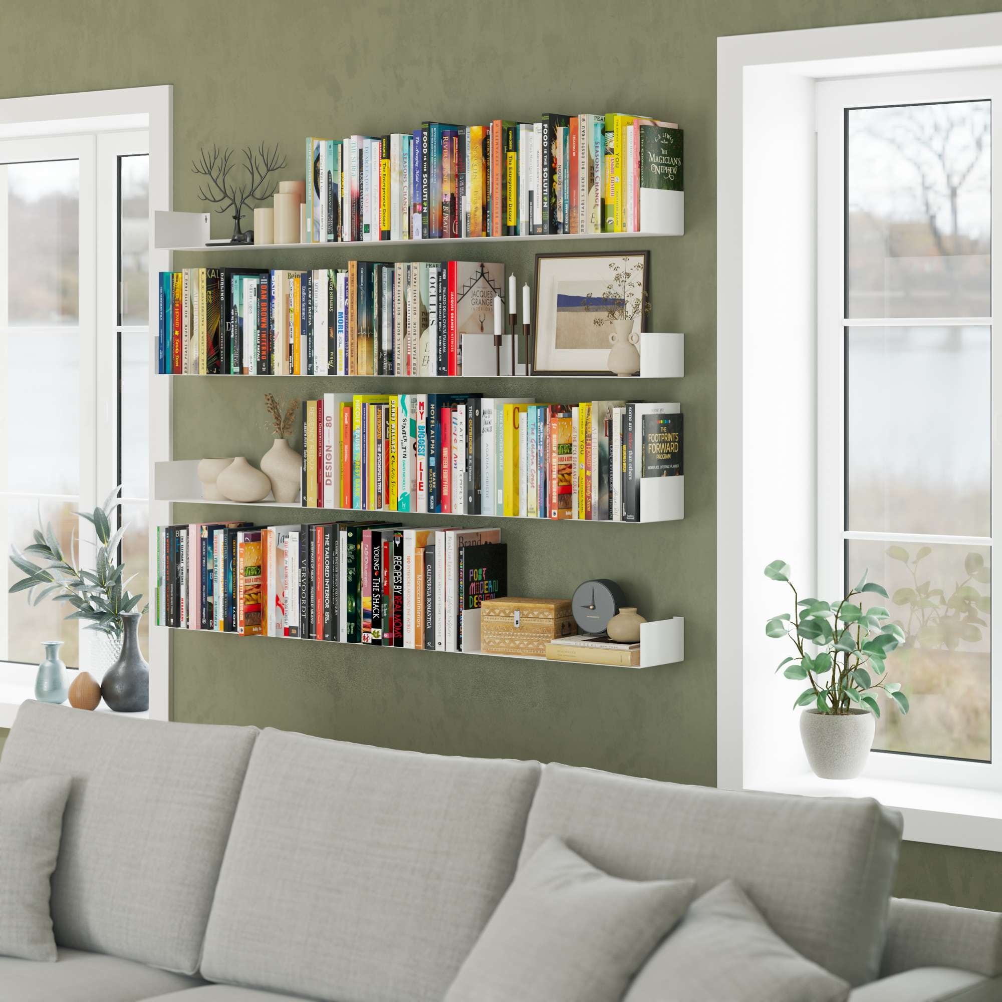 Grey floating bookshelves store