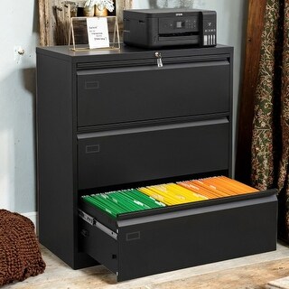 3 Drawer Filing Cabinet Large Deep Drawers Locked by Keys Metal Steel ...