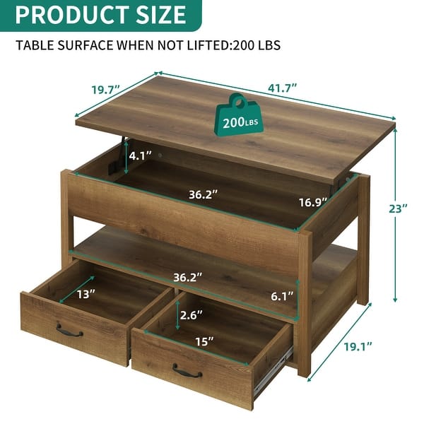 Wood Lift Top Coffee Table with Storage Shelf and Drawers - Bed Bath ...