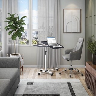 Portable and adjustable angle laptop cart with wheels and locking ...