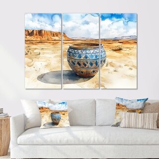 Designart "Brown African Desert Pottery Serenity" Boho Pottery Metal ...