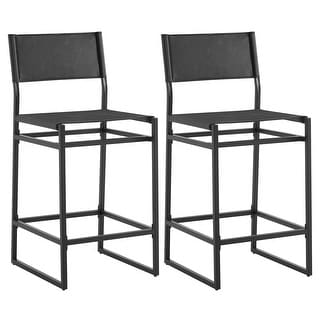 Leather Counter Height Bar Stools Set of 2, Sling Armless Kitchen ...