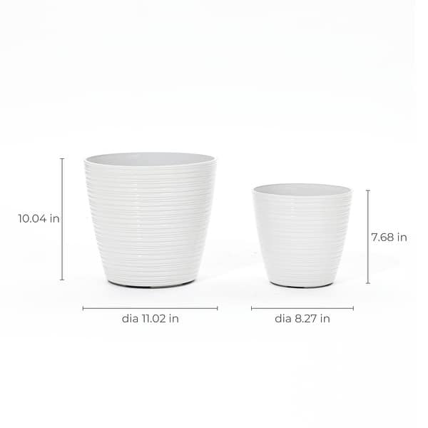 2-Piece HDPE Tapered Round Plastic Pot Planters Set - Bed Bath & Beyond ...