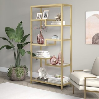 68" Tall Rectangular Bookcase in Brass - 14"D x 34"W x 68"H - Bed Bath ...