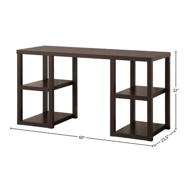 60" Wide Desk with 4 Open Storage Compartments in Cappuccino - Bed Bath ...