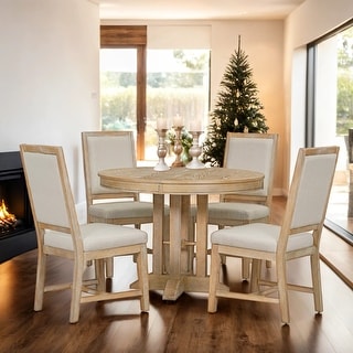 5-Piece Extendable Dining Table & Upholstered Chairs Set for Home - Bed ...