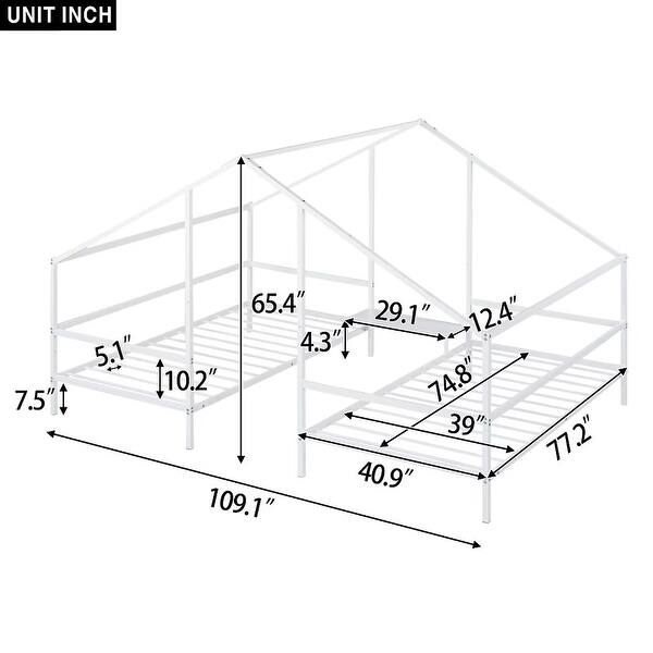 Metal Double Twin Size Triangular House Beds with Built-in Table - Bed ...