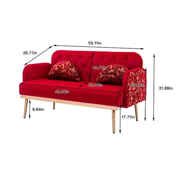 Vintage Style 2-Seat Sofa, Accent Loveseat Sofa Couch with 2-Soft ...