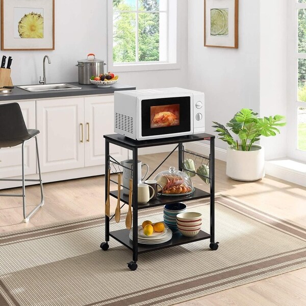 Kitchen Stand Microwave Cart 23.7 for Small Space Coffee Bar Table 3 Tier Rolling Utility Microwave Stand on Wheels Bed Bath Beyond 40590742