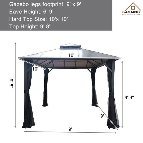 Casainc 10 ft. x 10 ft. Outdoor Hardtop Insulated Aluminum Frame Patio ...