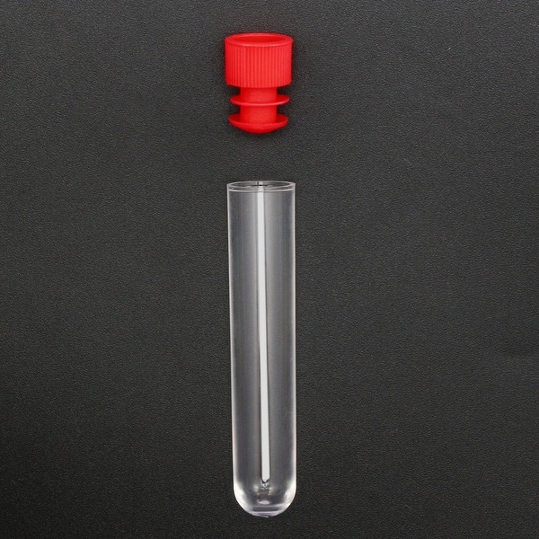30 Pcs Centrifuge Test Tubes Round Bottom Polystyrene with Red Cap 12 x ...