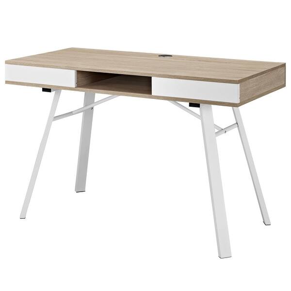 Ashton Modern Oak Wooden Home Office Computer Writing Desk with Drawers ...