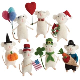 7Pcs Felted Wool Mice Figurines - Bed Bath & Beyond - 40024588