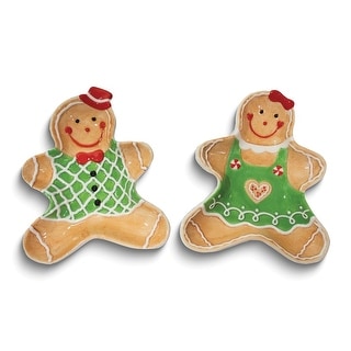 Curata Boy and Girl Gingerbread Ceramic Trinket Tray Set - Bed Bath ...