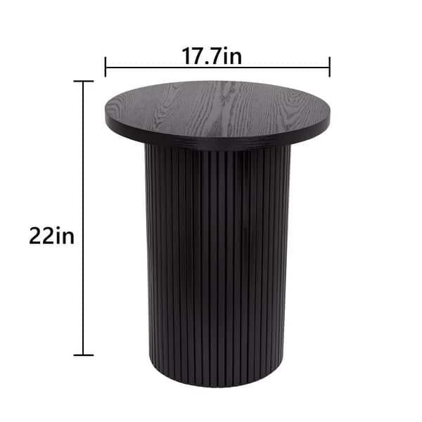 Round Wood End Table Fluted Pedestal Side Table - Bed Bath & Beyond ...