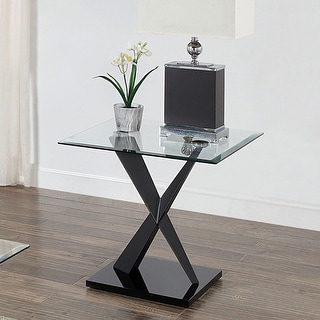 Gar Glam Black Square X-shaped Base Glass Top End Table by Furniture of ...