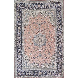 Traditional Pink Najafabad Persian Vintage Rug Handmade Wool Carpet - 9 ...