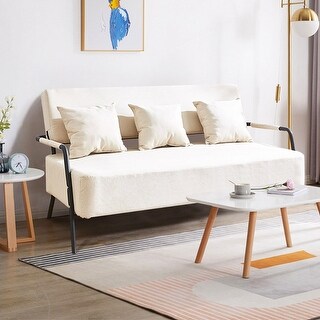 Couch Sofa, 3 People Fabric 61 Inch 3 Seats with Pillow Simplicity ...