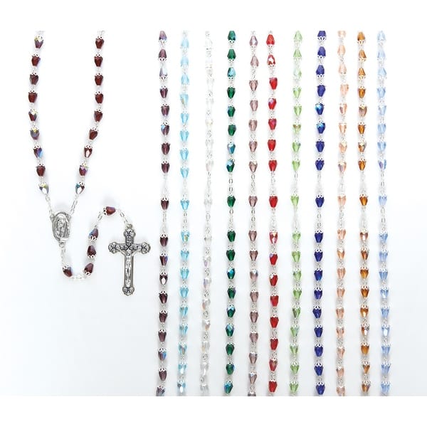 Pack of 12 Religious Assorted Crystal Birthstone Rosaries with Display ...