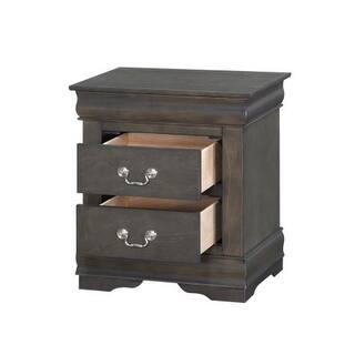 2 Drawer night stand Dark Gray bedside nightstand Solid Wood bedroom ...