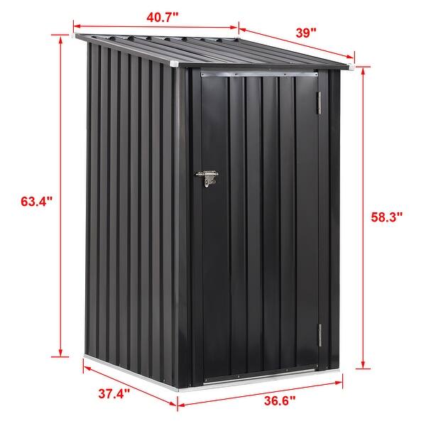 3ft x 3ft Steel Outdoor Storage Shed with Sloping Roof&Lockable Door ...