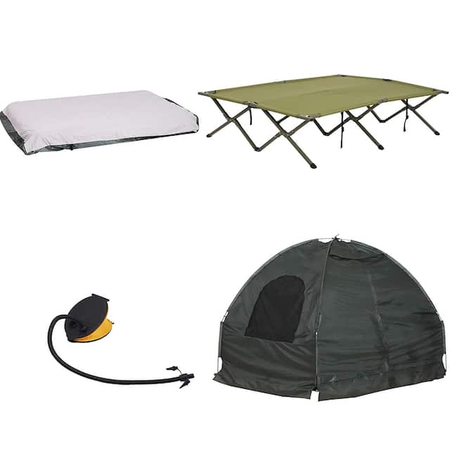 Outsunny 2 Person Portable Elevated Camping Cot Tent Combo Set