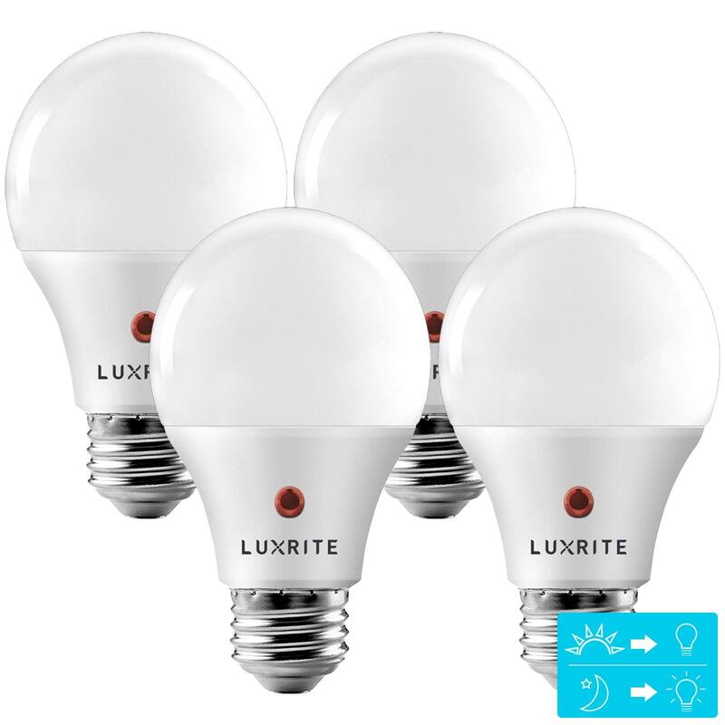 Luxrite A19 LED Dusk to Dawn Light Bulbs Lighting Enclosed Fixture ...