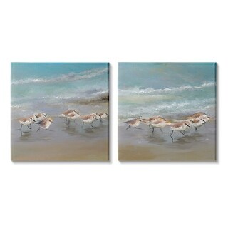 Stupell Sandpipers Flock Summer Beach Sand 2 Piece Canvas Wall Art Set ...