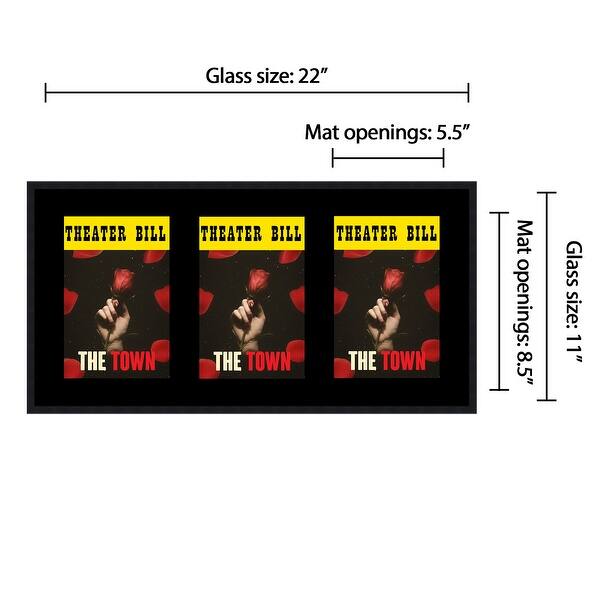 11x22 Black Playbill Frame with Black Mat with 3 Openings to Display 3 ...