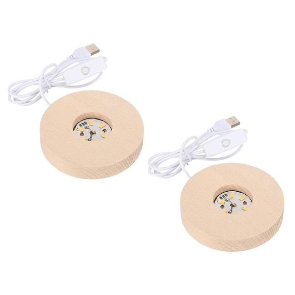 LED Wooden Ball Stand Holders Displays Base 8x2cm Warm Light Round ...