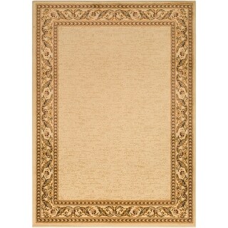 6'7" x 9'6" Botanical Frame Design Light Brown and Beige Rectangular ...