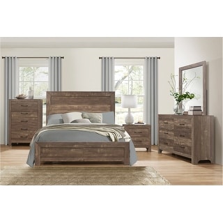 Tabina 3 Piece Rustic Brown Modern Panel Bedroom Set - Bed Bath ...