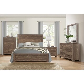 Tabina 5 Piece Rustic Brown Modern Panel Bedroom Set - Bed Bath ...