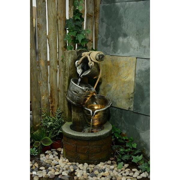 3 Pouring Buckets FOUNTAIN WITH 2 WARM WHITE LED LIGHTS - Bed Bath ...