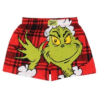 Dr. Seuss The Grinch Men's Don't Be A Grinch Plaid Boxers Underwear ...