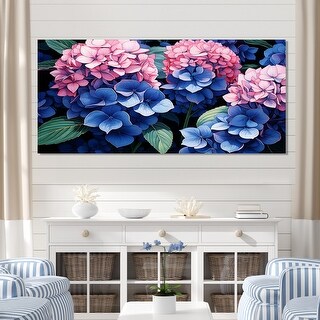 Designart "Pink And Purple Hydrangea Flowers Harmony I" Hydrangea Pink ...