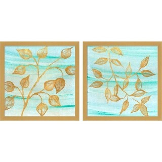 Michael Marcon 'Gold Moment of Nature on Teal' Framed Art (Set of 2 ...
