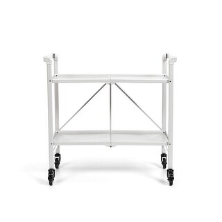 Outdoor and Indoor Folding Serving Cart with Wheels and 2 Shelves ...