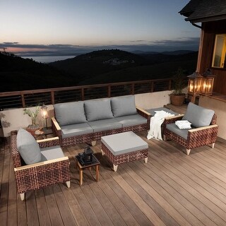 Outdoor Modular Sofa Set,Patio Furniture Set with Removable Cushions ...