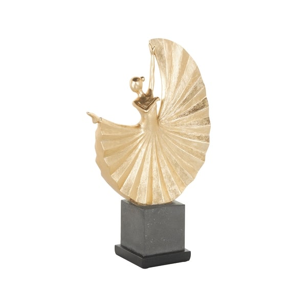 Gold Polystone Ballet Dancer Sculpture with Elevated Black Base - On ...