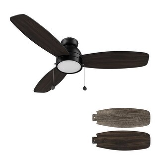 CARRO Reed 52" 3-Blade Indoor Ceiling Fan with LED Light and Pull Chain ...