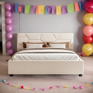 Solid & Sturdy Queen Size Upholstered Platform Bed with 4 Drawers - Bed ...