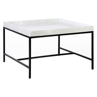 Sydney 26-inch Square White Marble Tray Top Style and Gunmetal iron ...