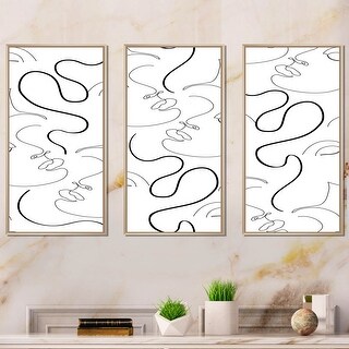 Designart "Monochrome One Line Drawing Portraits" Modern Framed Canvas ...