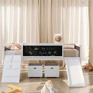 Twin size Loft Bed Wood Bed with Two Storage Boxes - Bed Bath & Beyond ...