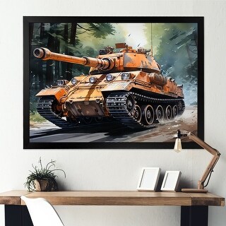 Designart "Artillery Military Tank Power IV" Military Yellow Wall Decor ...