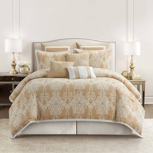 Nanshing Dalina 9 Piece Transitional Scroll Comforter Set - Bed Bath & Beyond - 38446197