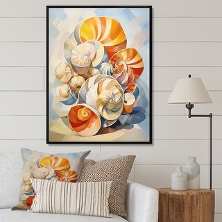 Designart "Cubist Colorful Seashells" Seashell Framed Wall Art Prints ...